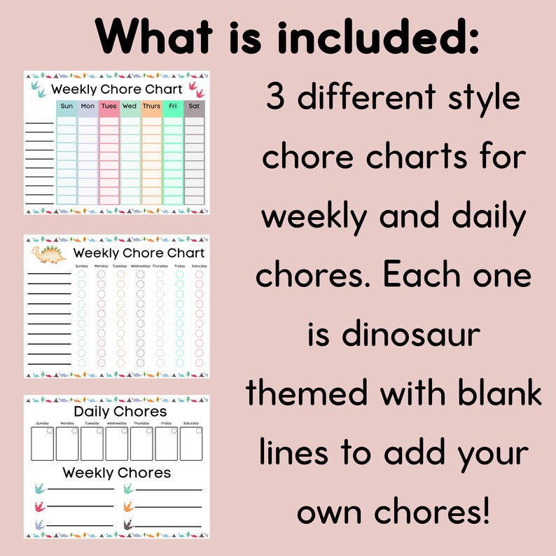 Dinosaur Chore Charts Weekly and Daily Chores - Etsy