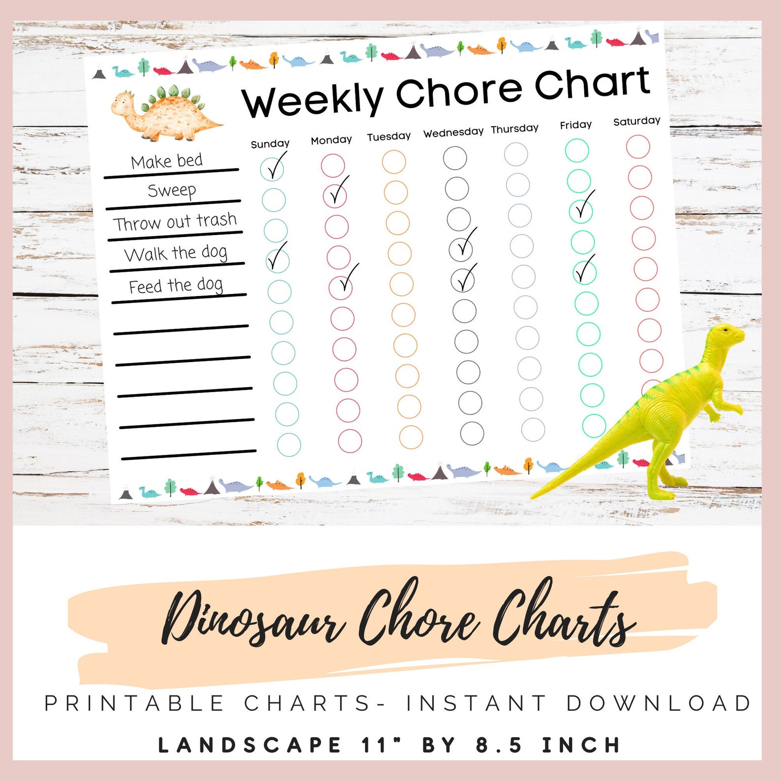 Dinosaur Chore Charts Weekly and Daily Chores - Etsy