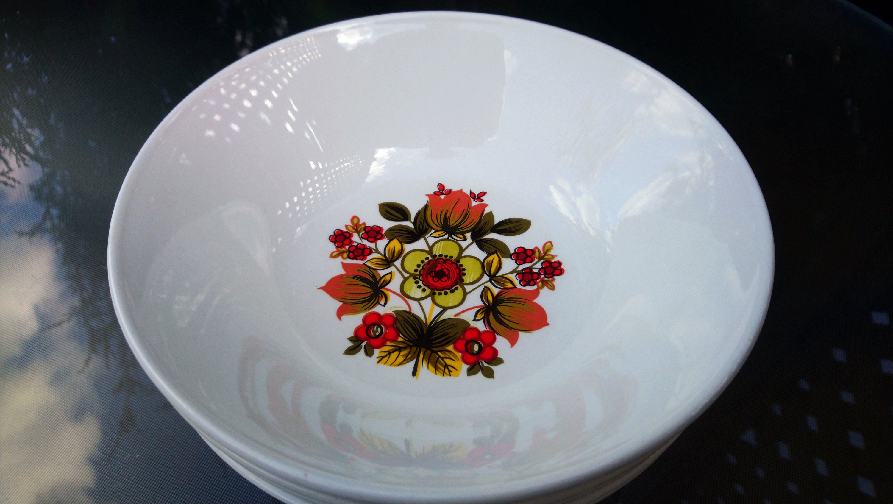 Dining & Serving Kitchen & Dining Orange Multi Colored Floral Center ...