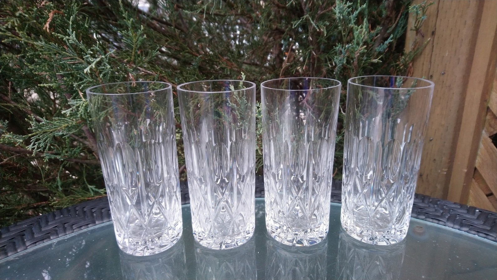 Lead Crystal Water Glasses,set of Four, Heavy Crystal Barware Highball ...