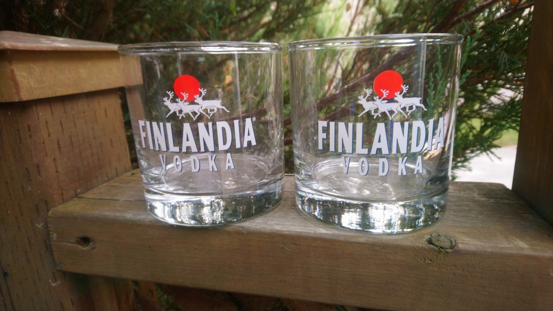 Finlandia Vodka, Set of Two Reindeer Finlandia Vodka Glass Tumblers ...