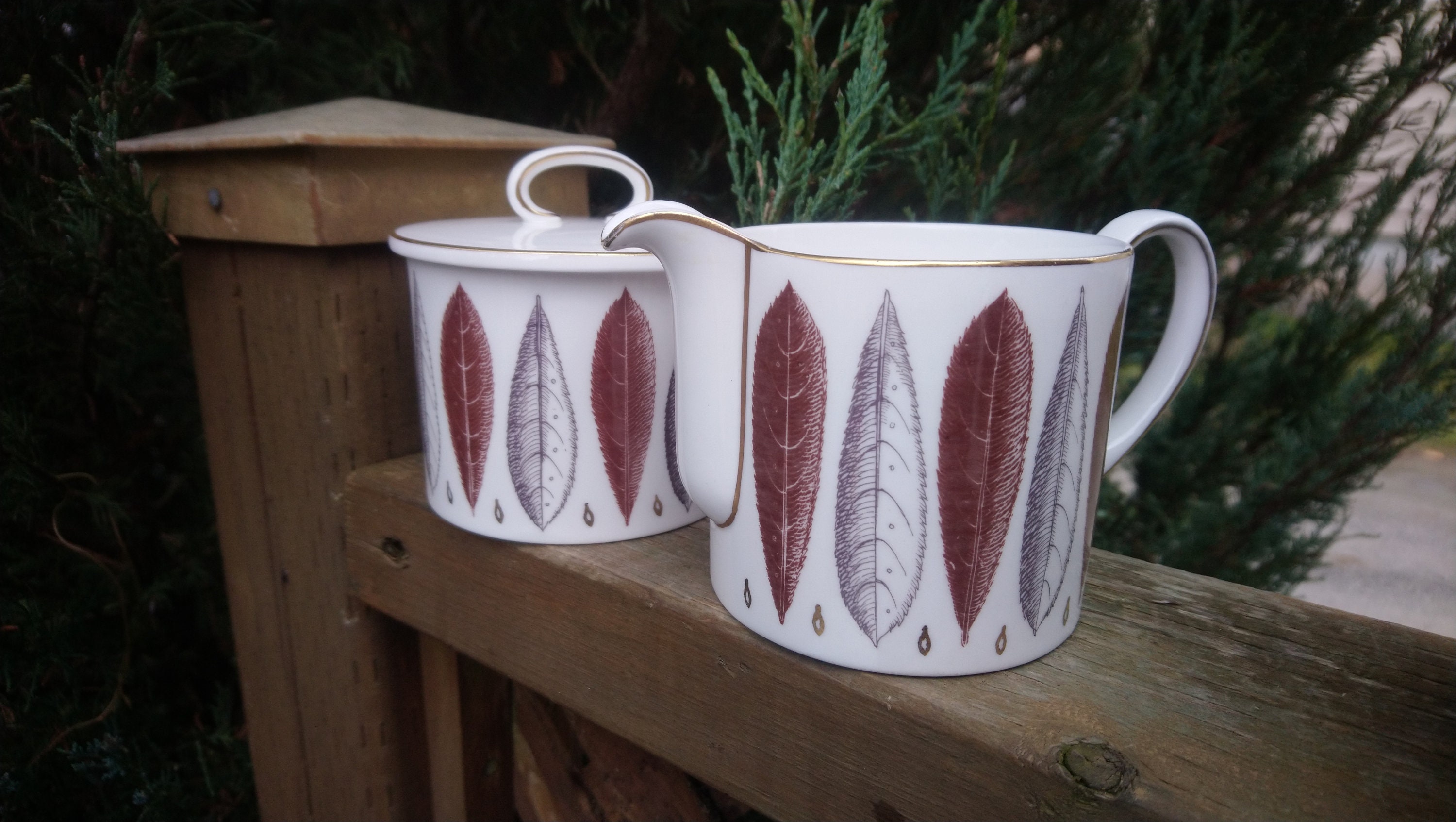 Vintage Susie Cooper Hyde Park Pattern C912 Sugar Bowl and Creamer Set ...