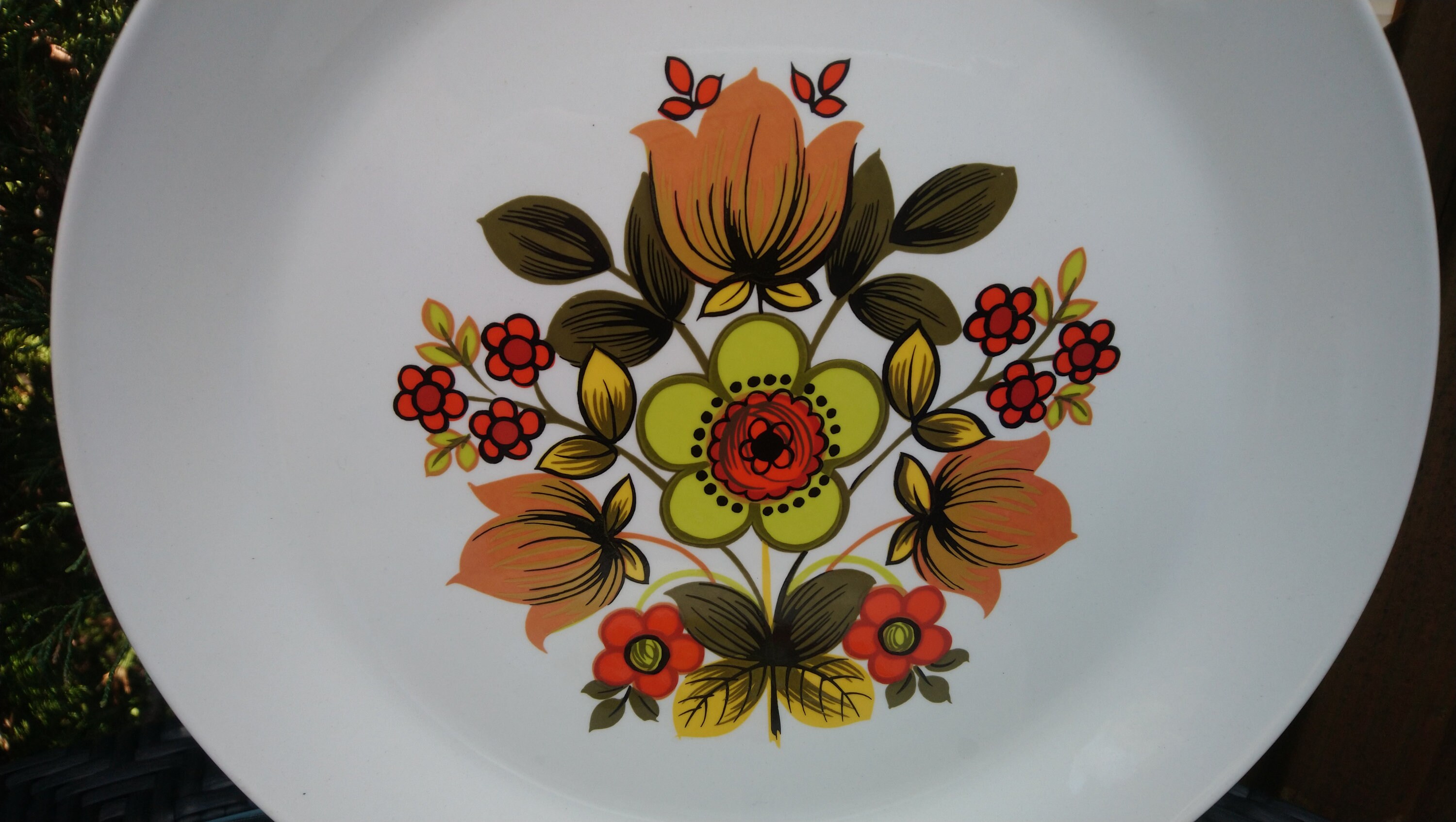Dining & Serving Kitchen & Dining Orange Multi Colored Floral Center ...