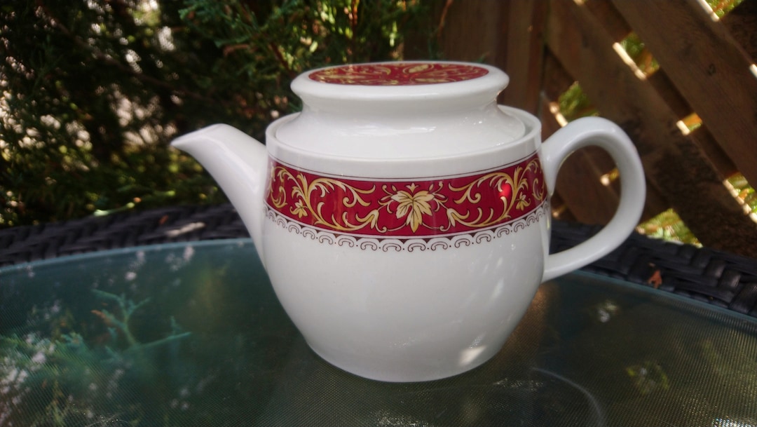Steelite Marina Pattern Royal Doulton Hotel Ware Teapot, Burgundy, Gold ...