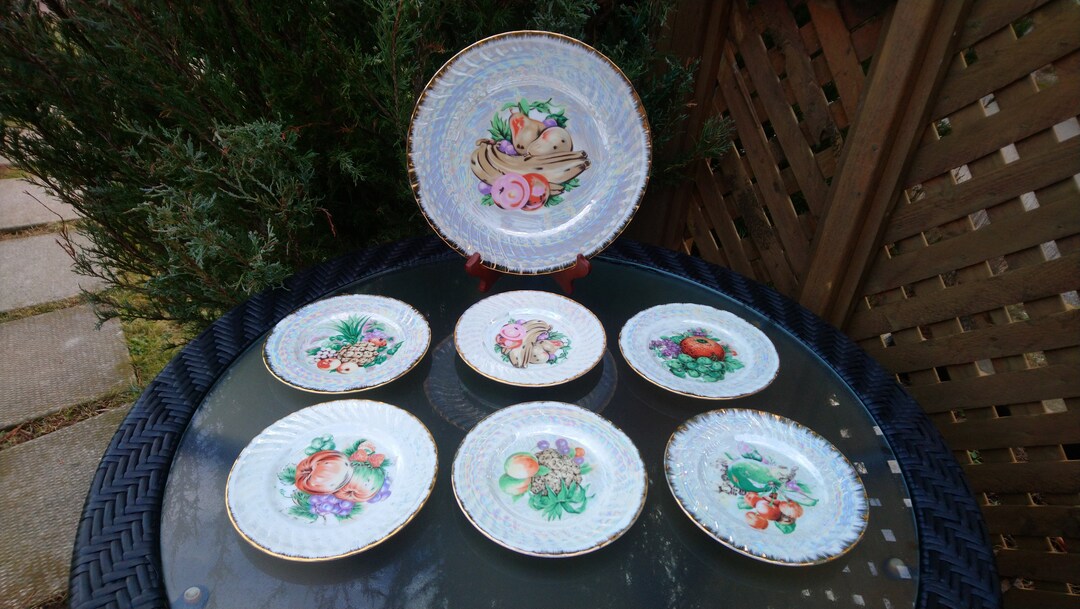 Lusterware Serving Plate/tray/dish With Six Matching Smaller Plates ...