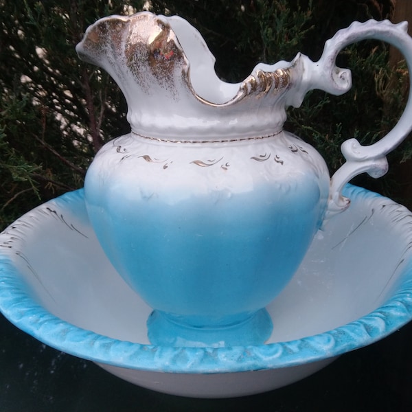 Antique Light Blue Pitcher - Etsy