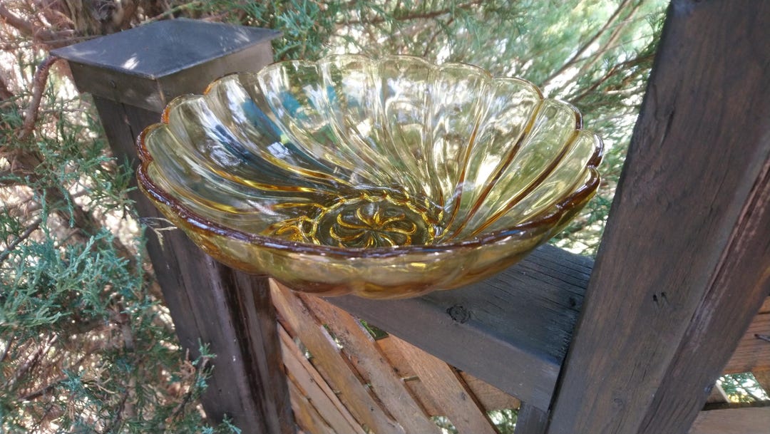 Hazel Atlas Amber Glass Bowl, Vintage Glassware, Capri Swirl Pattern ...