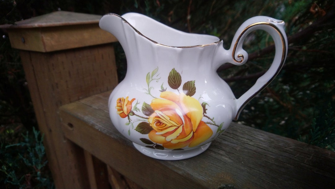 Vintage Ridgway, Golden Rose Pattern, Creamer, Ironstone China, Yellow ...