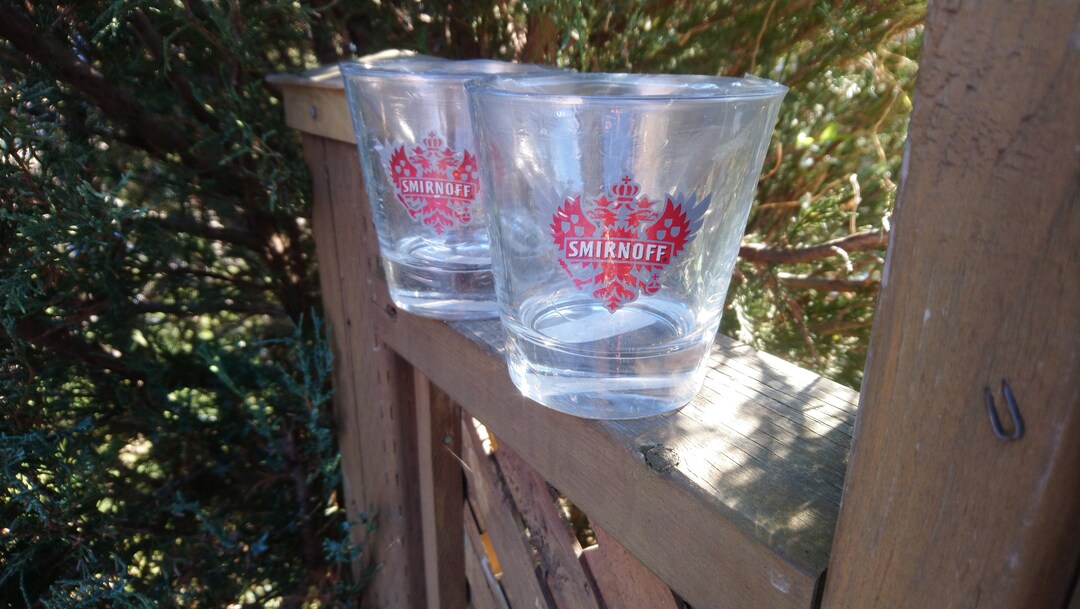 Smirnoff Vodka, Set of Two Plastic Wrapped Barware Glasses, 8 Ounce ...