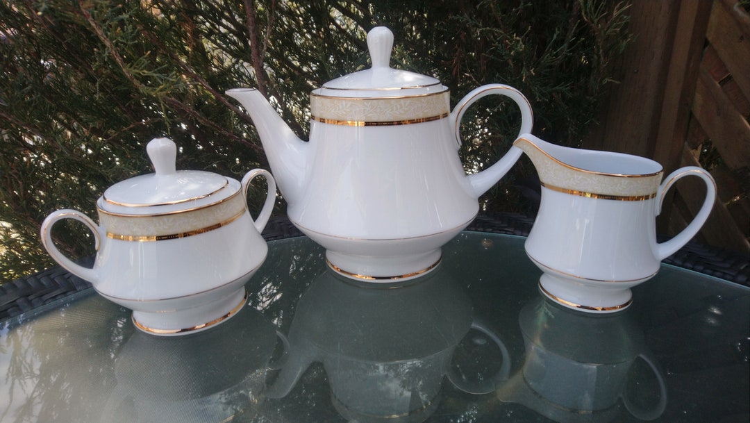 Noritake Damask Gold 4288 Pattern, Teapot, Sugar Bowl, Creamer Set ...