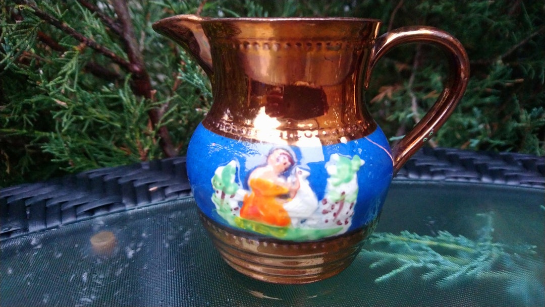 Victorian Copper Lusterware Staffordshire Pottery England Hand Painted ...
