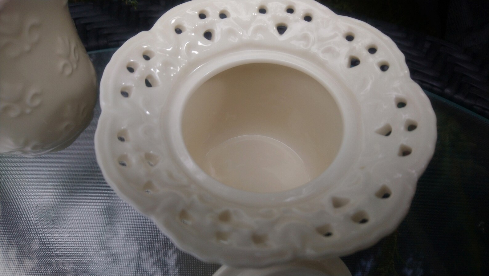 Vintage Skye Mcghie Cream Lace Pattern, 2002 Fine Porcelain Sugar Bowl ...