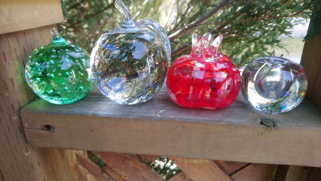 Buy Glass Fruit Paperweight, Set of Three, One Perfume Bottle Without ...