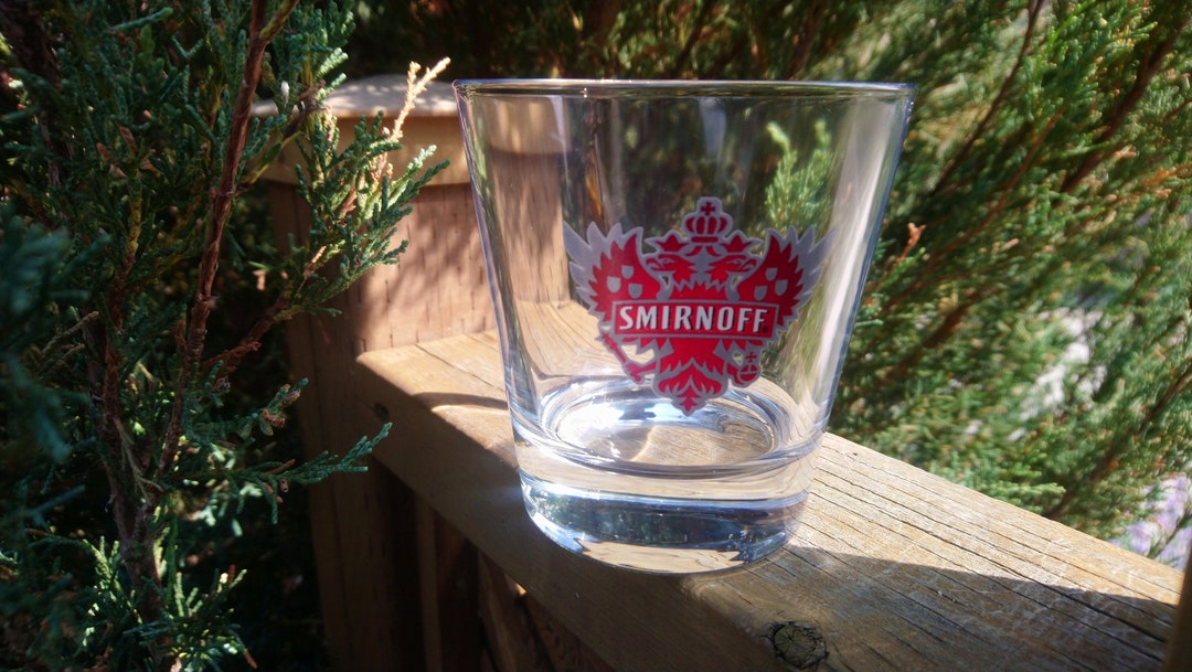 Smirnoff Vodka Red, White Labeling, Vintage Barware Glass, Vodka ...