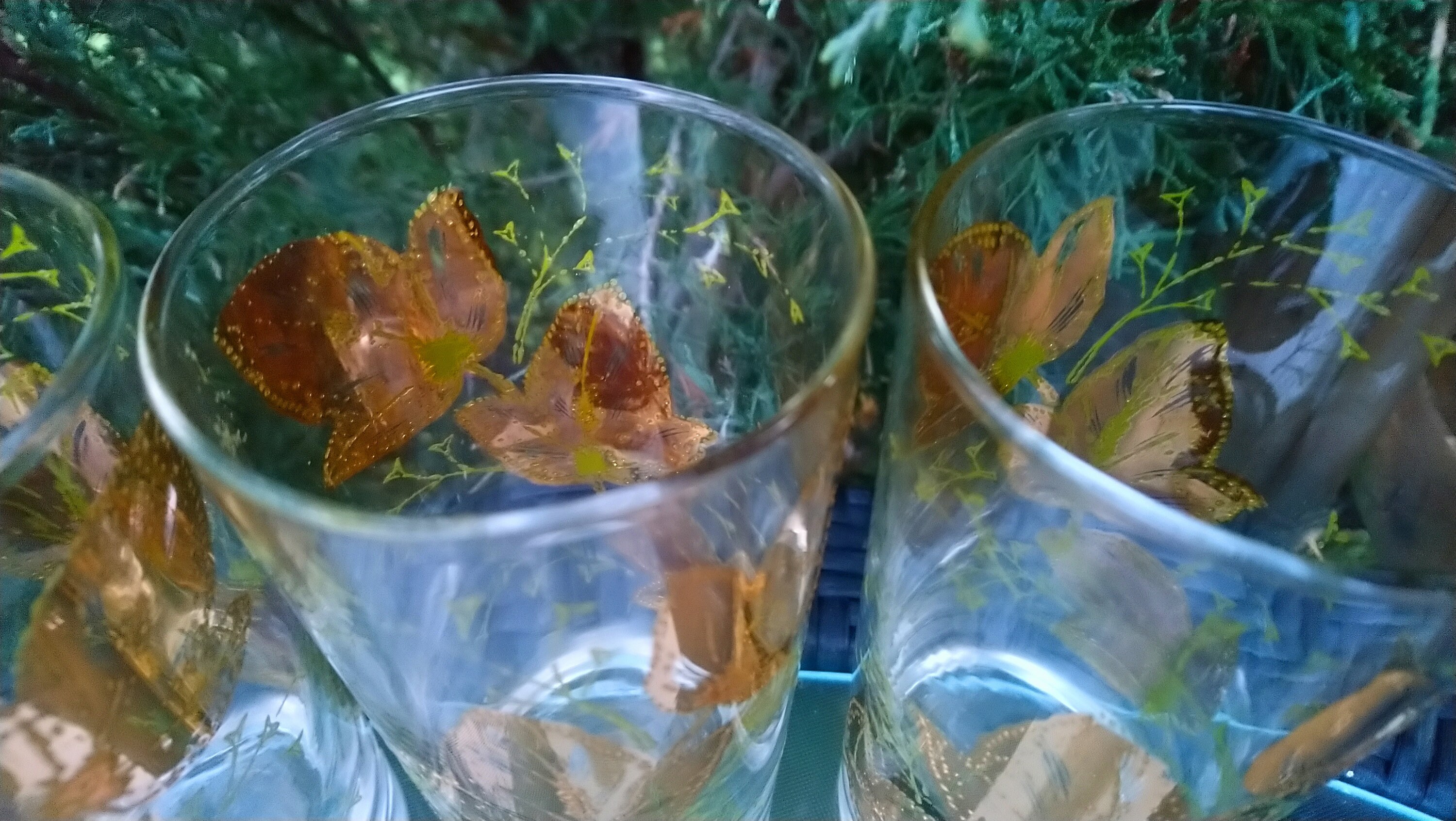 Vintage Gold Leaf Set of Four Drinking Glasses Gold Leaf With | Etsy