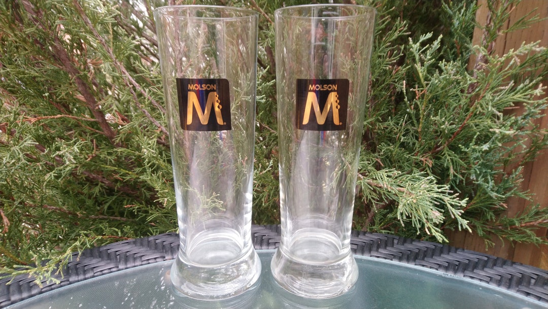 Set of Two Molson Beer Glasses, Barware Glasses, Pilsner Glasses, Black ...