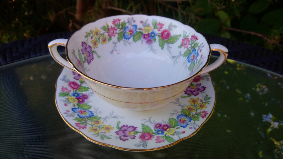 Coalport Maytime Pattern, Bone China, Handled Cream Soup Bowl With ...