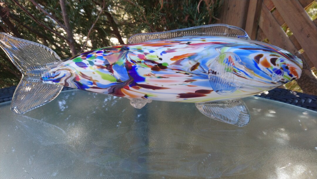 Vintage Murano Glass Fish, Blown Glassware, 14" Long, Italian ...