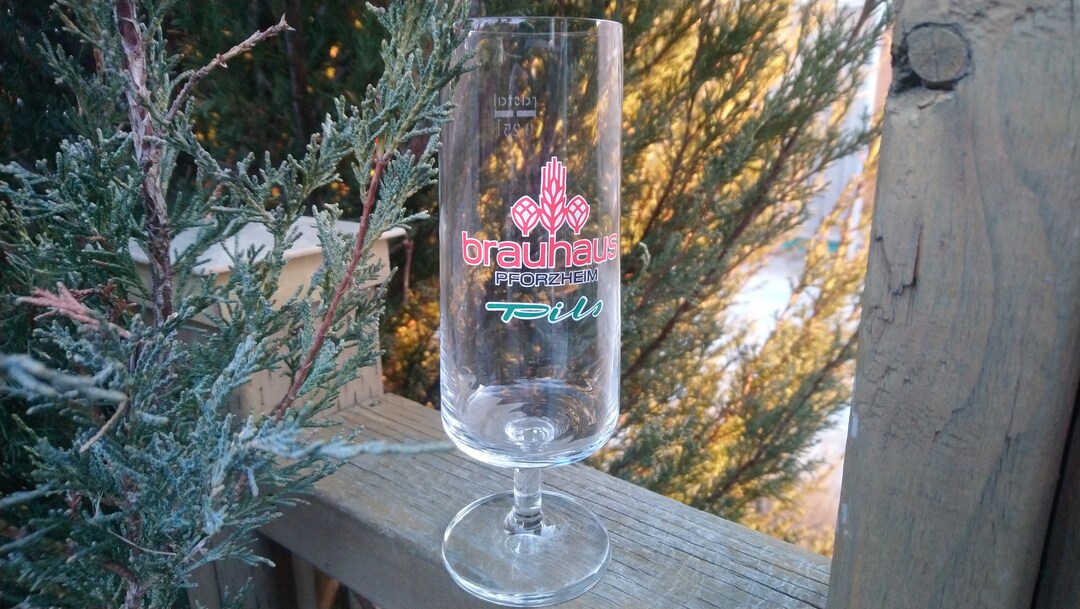 Brauhaus Pforzheim Pils Vintage Collectible Stemmed German Beer Glass ...
