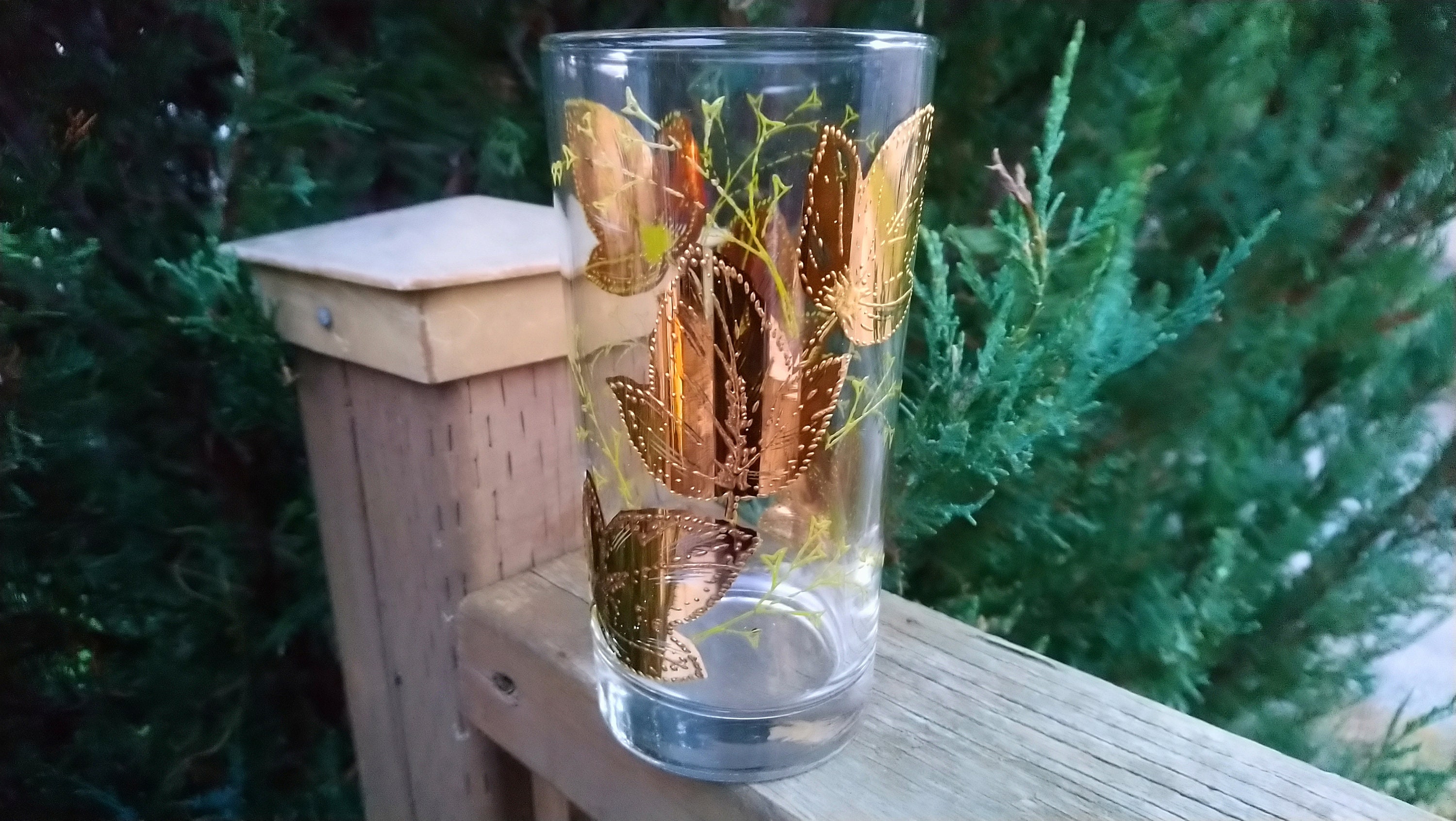 Vintage Gold Leaf Set of Four Drinking Glasses Gold Leaf With | Etsy