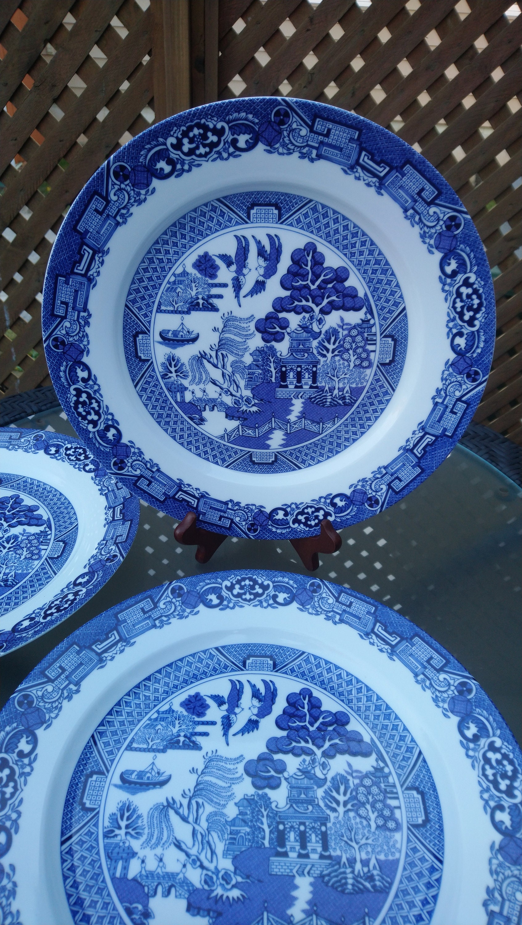 Three Large Vintage Blue Willow Dinner Serving Plates/Bowls | Etsy