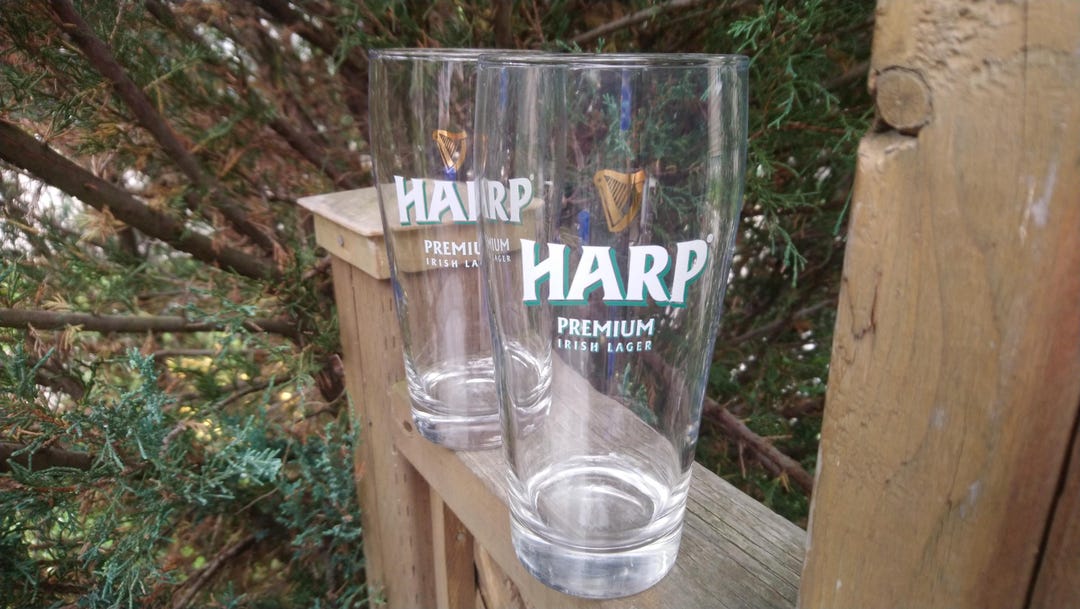 Harp Premium Irish Lager Beer Glasses, Set of Two, 20 Ounces - Etsy