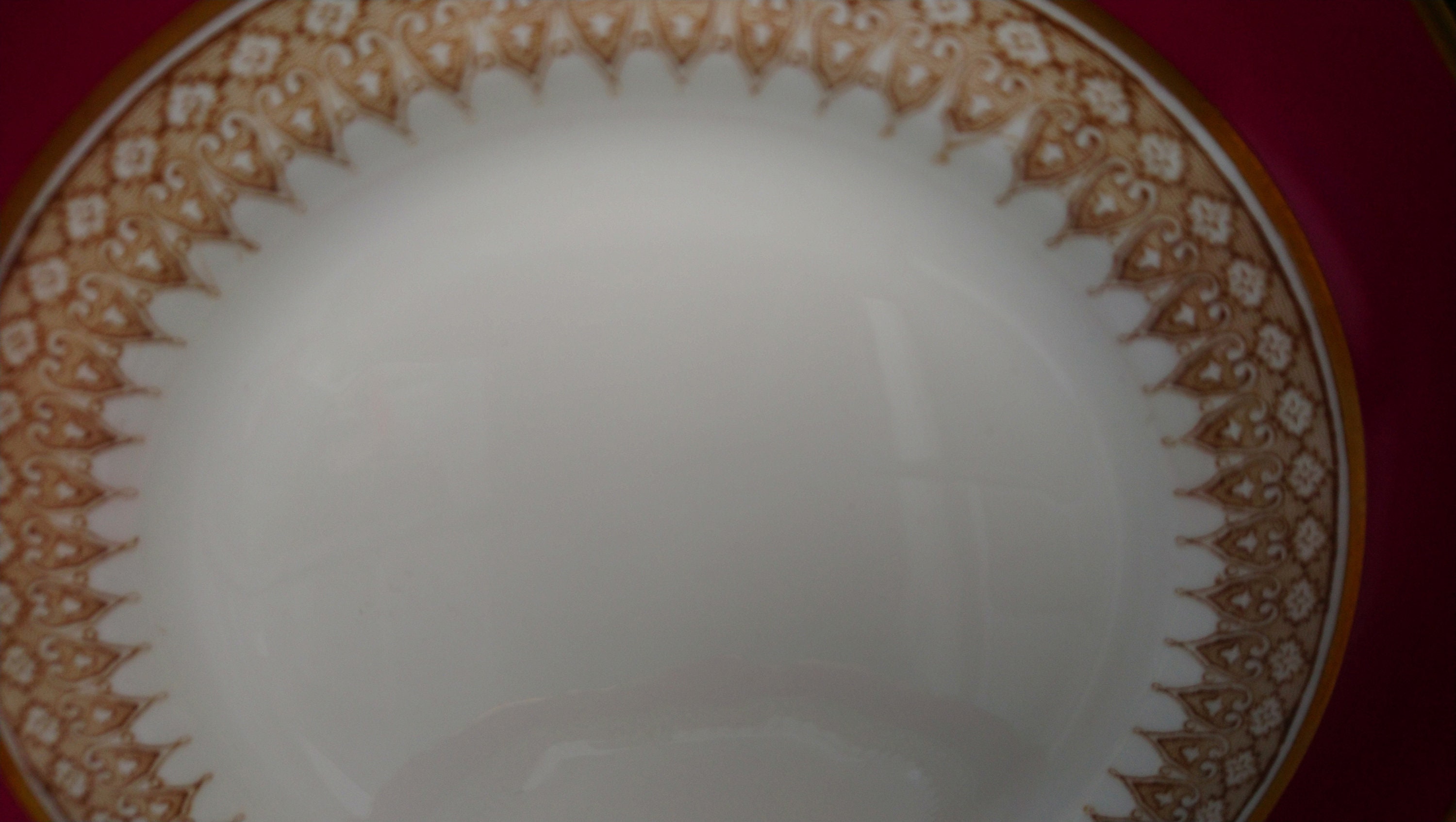 Dining & Serving Home & Living Burgundy Band Brown Filigree Gold Trim ...