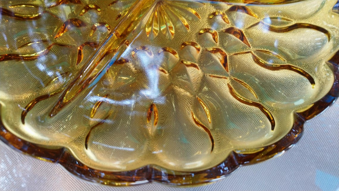 Anchor Hocking Glass Divided Dish, Fairfield Pattern, Vintage Glassware ...