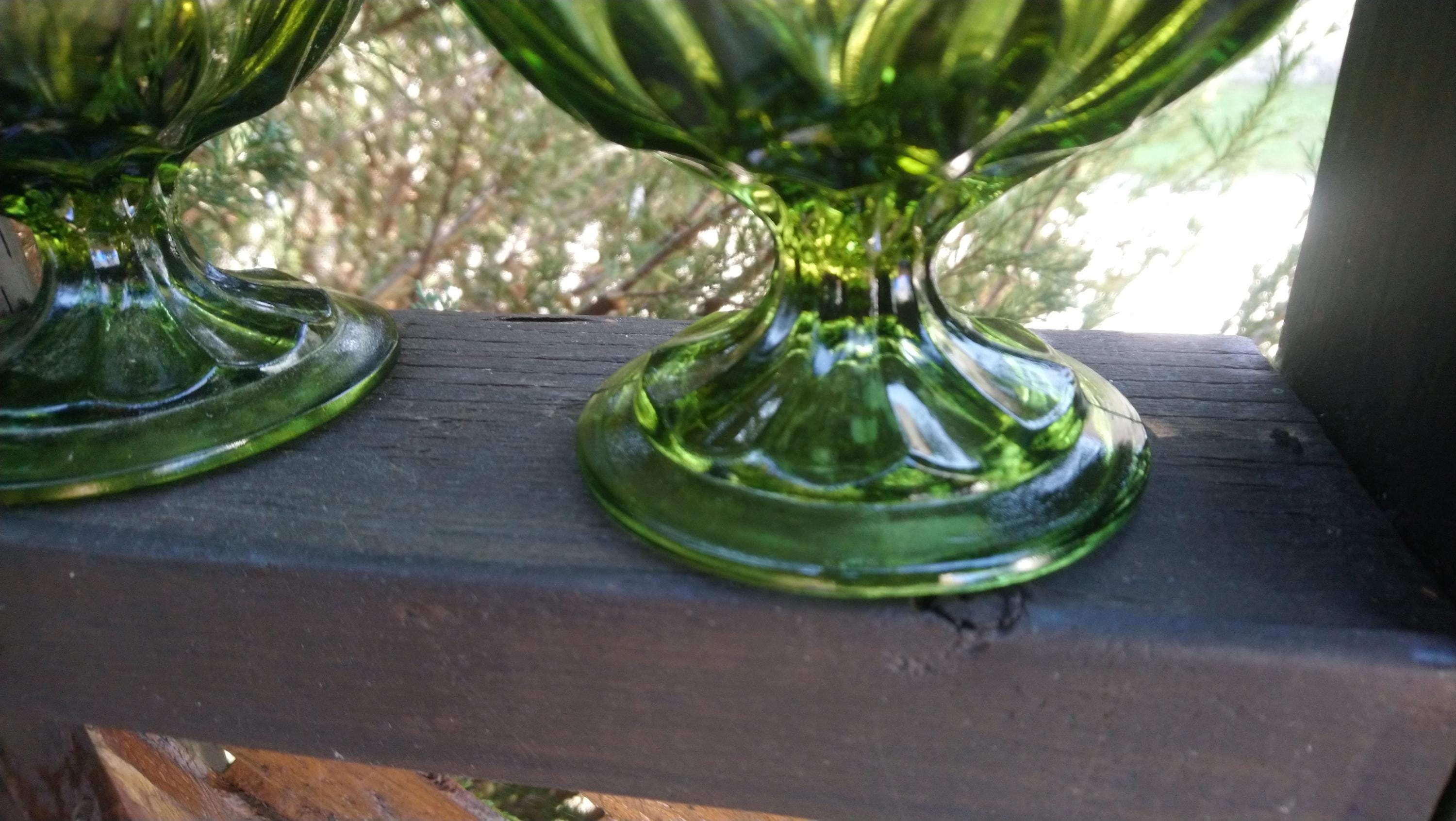 Anchor Hocking Fairfield Pattern, Avocado Green Green Comport, Set of ...
