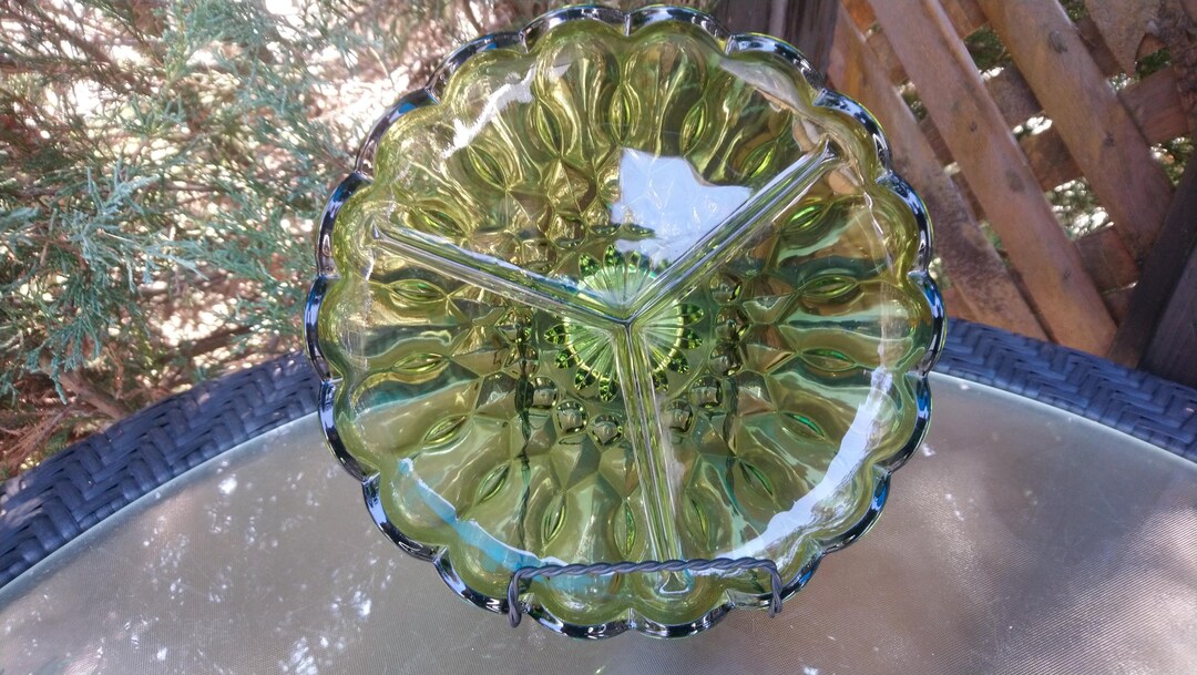 Anchor Hocking Fairfield Pattern Glass Divided Dish, Vintage Glassware ...