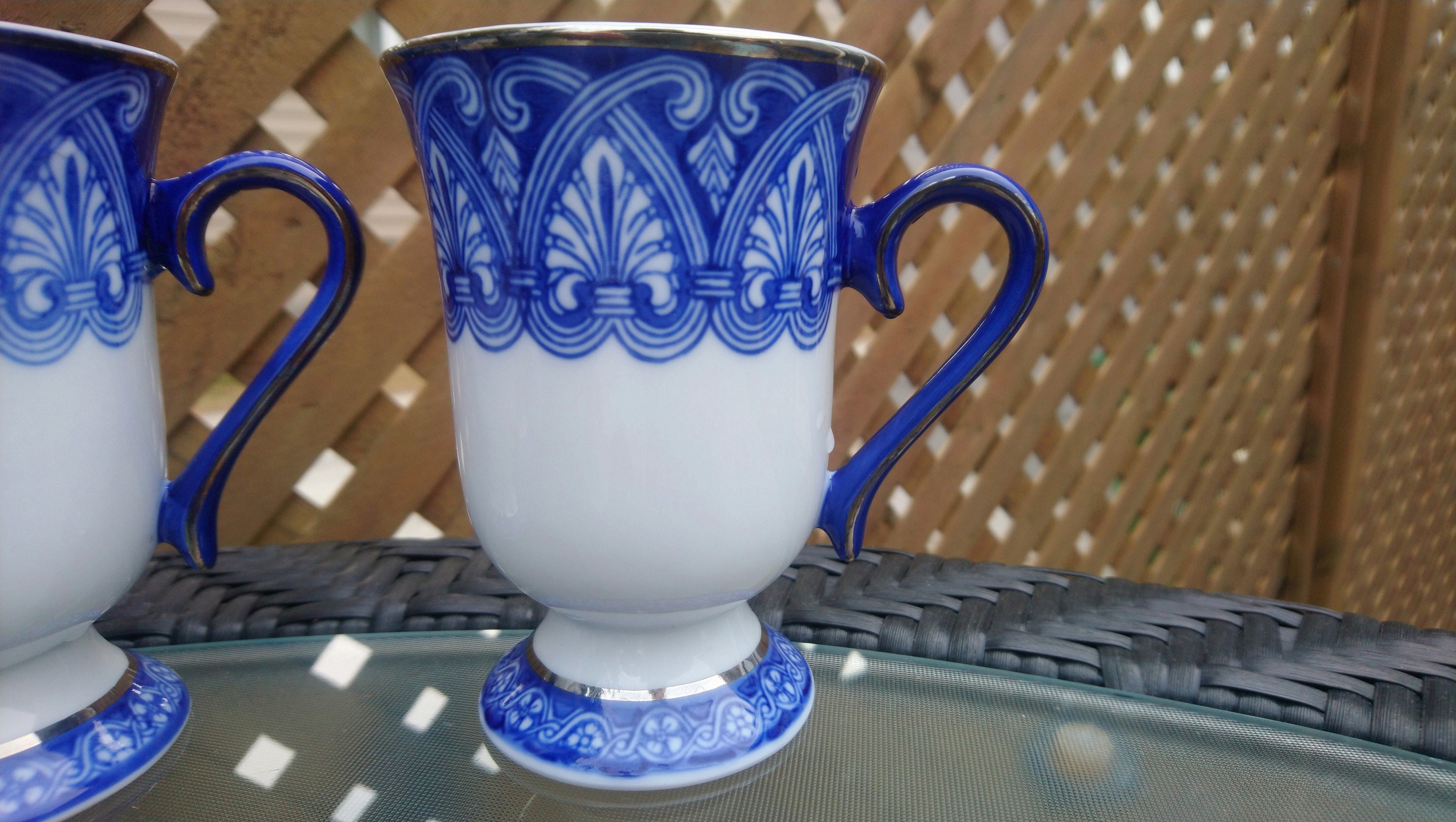 Bombay Co. Vintage-new Tea Pot or Coffee Pot, Blue, White, Silver Trim ...