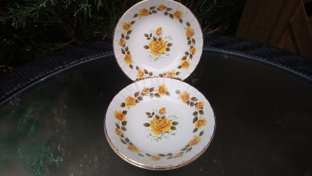 Ridgway, Golden Rose Pattern, Set of Three Berry Bowls, Ironstone China ...