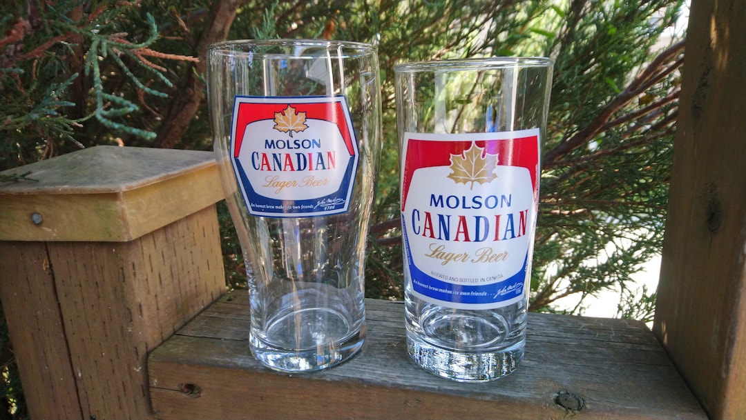 Molson Canadian, Set of Two, Beer Glasses, Barware Glasses, Drinking ...