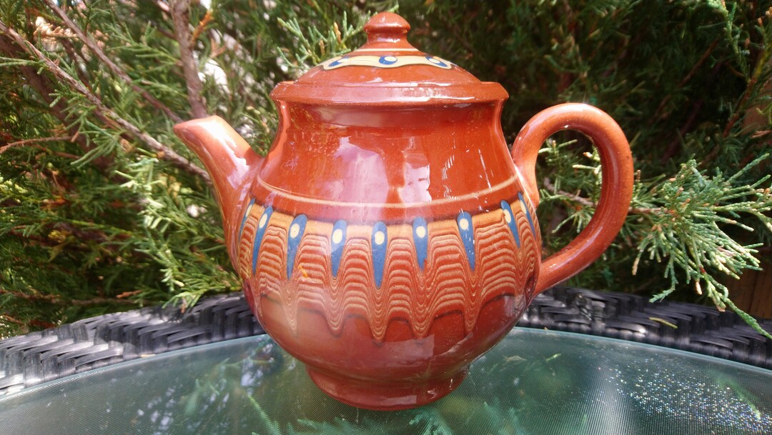 Vintage Troyan Pottery 1970s Clay Tea Pot With Lid, Made in Bulgaria ...