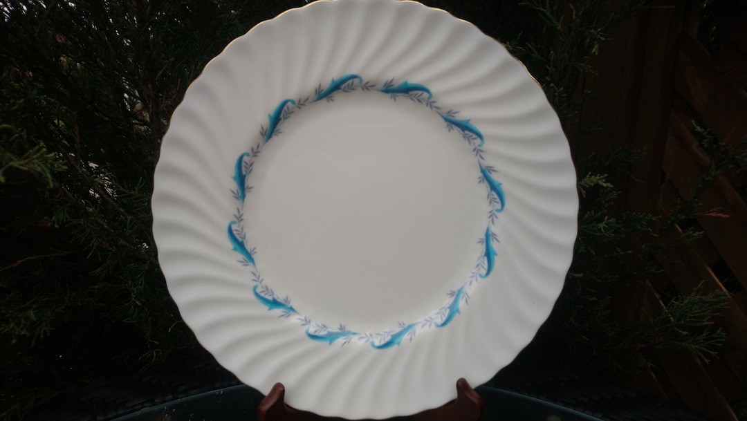 Vintage Minton Downing Pattern, One Dinner Plate, Aqua Scroll Design ...