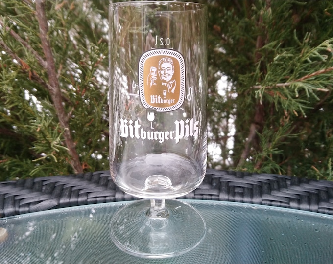 Bitburger Pils Stemmed 1970s Beer Glass, German Beer Glass, Collectible ...