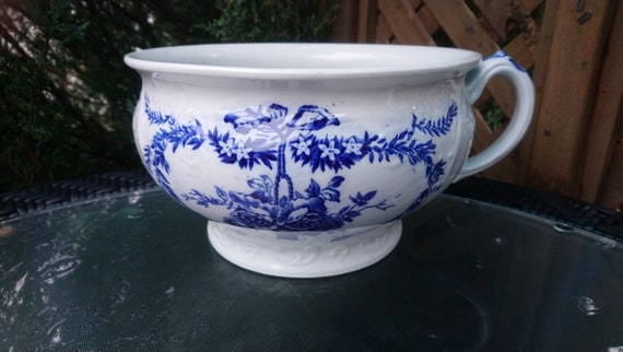 Blue and White Chamber Pot Bathroom Decoration Early Century | Etsy