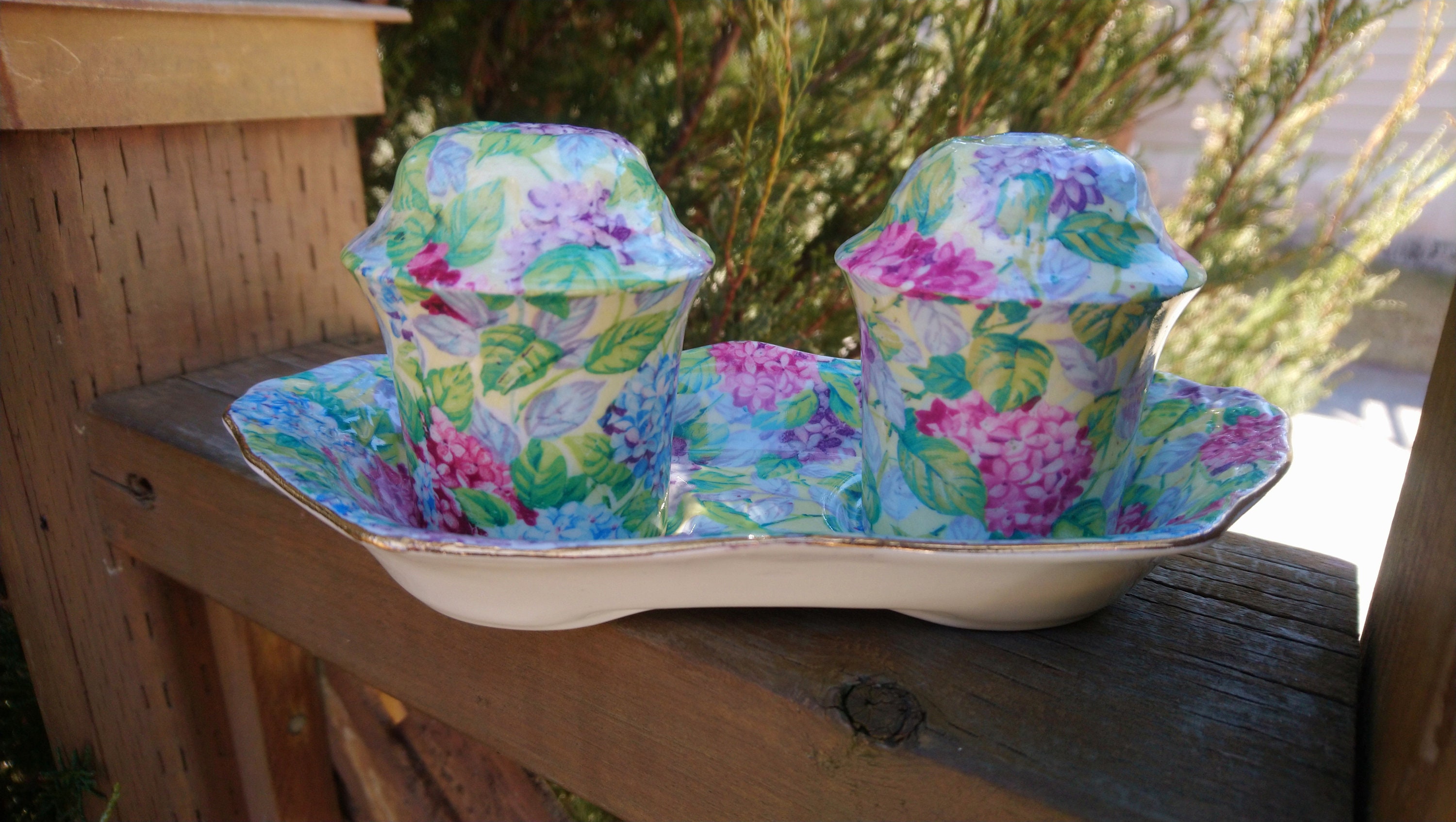 James Kent Ltd. Longton, Hydrangea Pattern, 1940s Chintz, Salt and ...