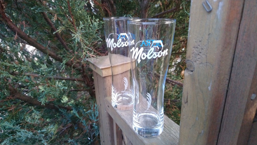 Molson Ultra Light Beer, Set of Two Beer Glasses, Barware Glasses ...