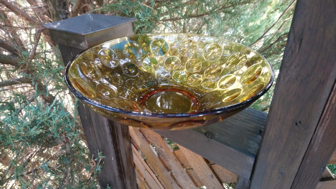 Hazel Atlas Amber Glass Bowl, Capri Dots Pattern, Vintage Glassware, 9. ...