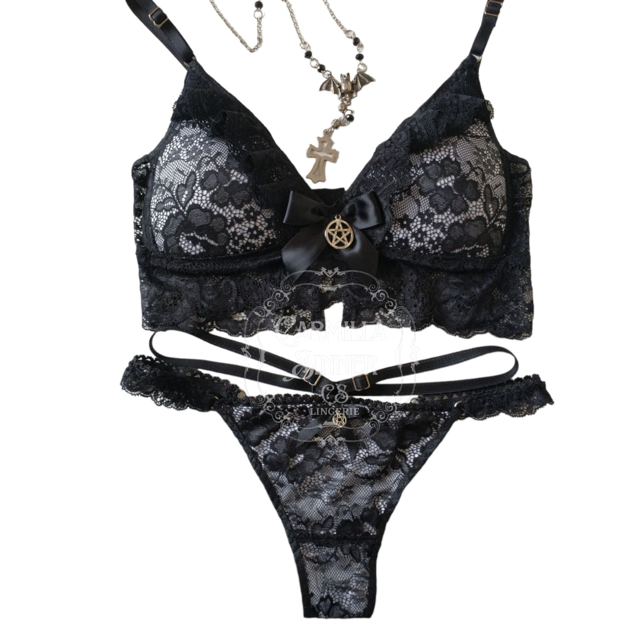 Gothic Lingerie Set Gothic Lingerie Lace Bra Lace And Etsy