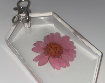 Floral Keychain, Real Pressed Flower, Flower Keychain, Keyring ...