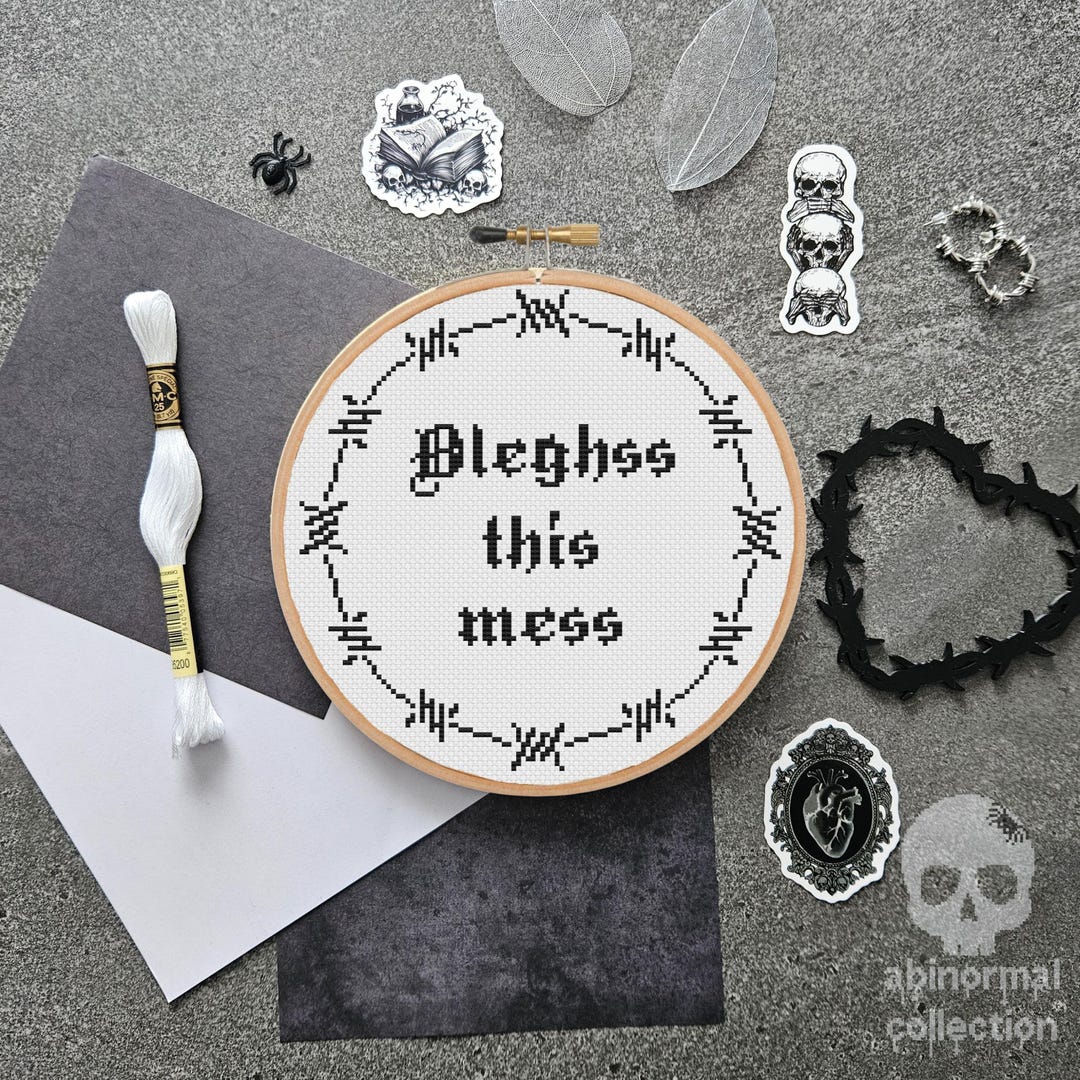 Bleghss This Mess Cross Stitch Pattern | Metal Music Embroidery Design ...