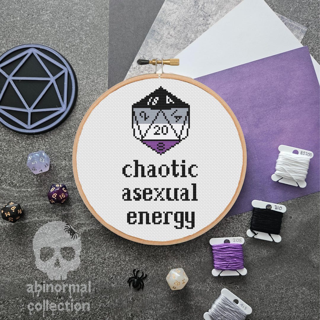 Chaotic Asexual Energy Cross Stitch Pattern | D&D Embroidery Design ...