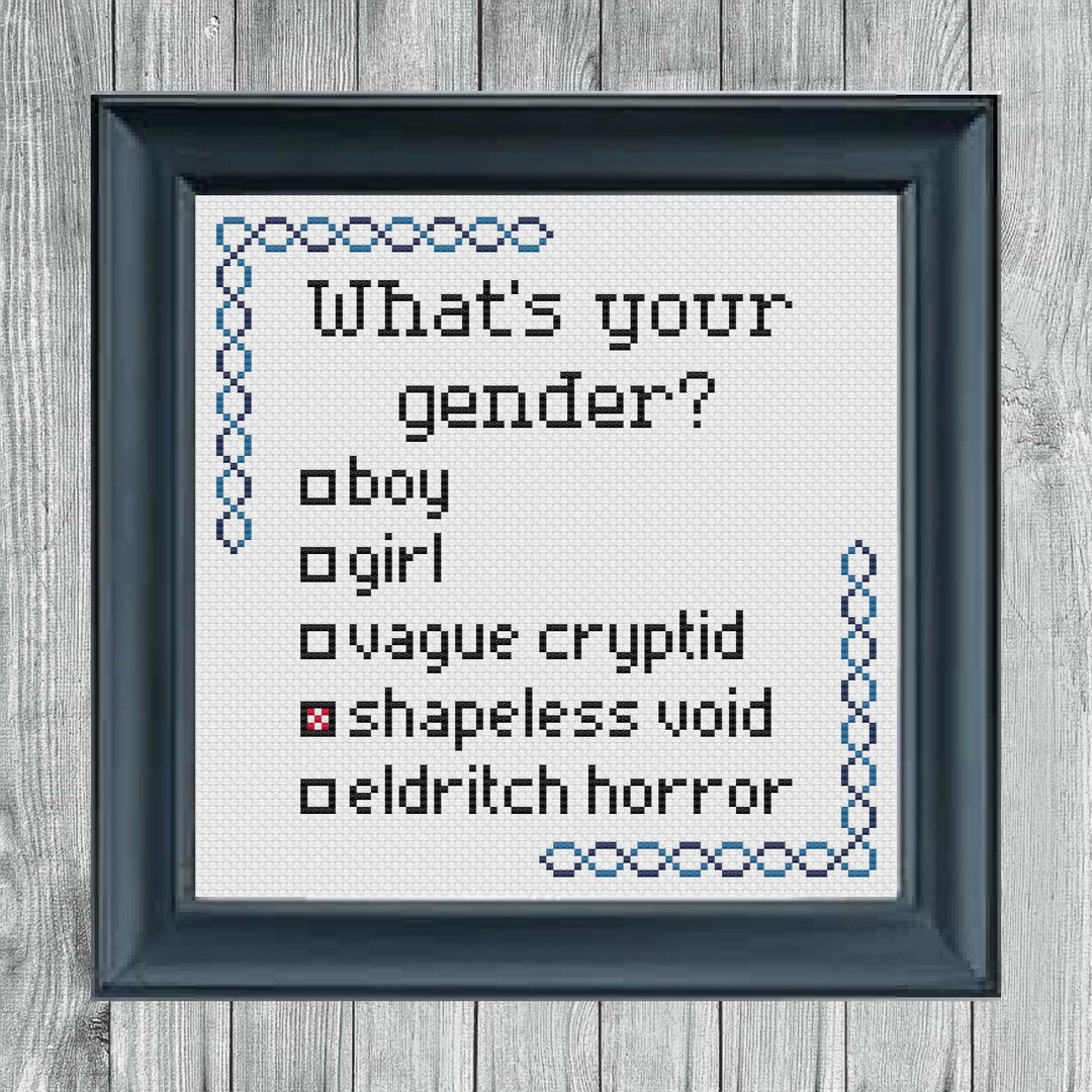 What's Your Gender Cross Stitch Pattern Non-binary Cross Stitch Pattern Eldritch Cryptid Void ...