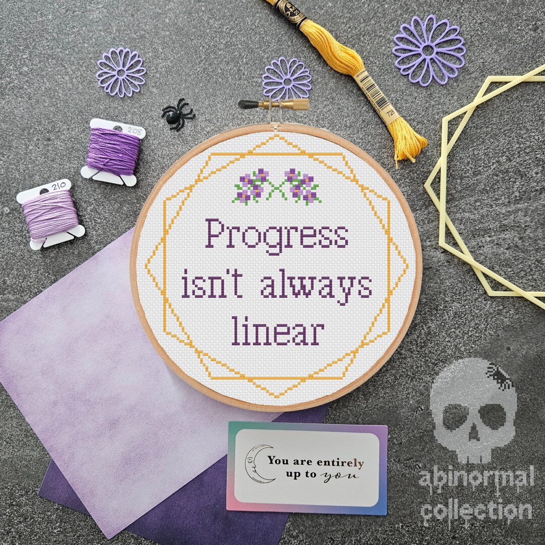 Progress Isn't Always Linear Cross Stitch Pattern | Inspirational ...