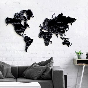 3D Metal World Map Metal Wall Map Housewarming Gift 3D UV | Etsy UK