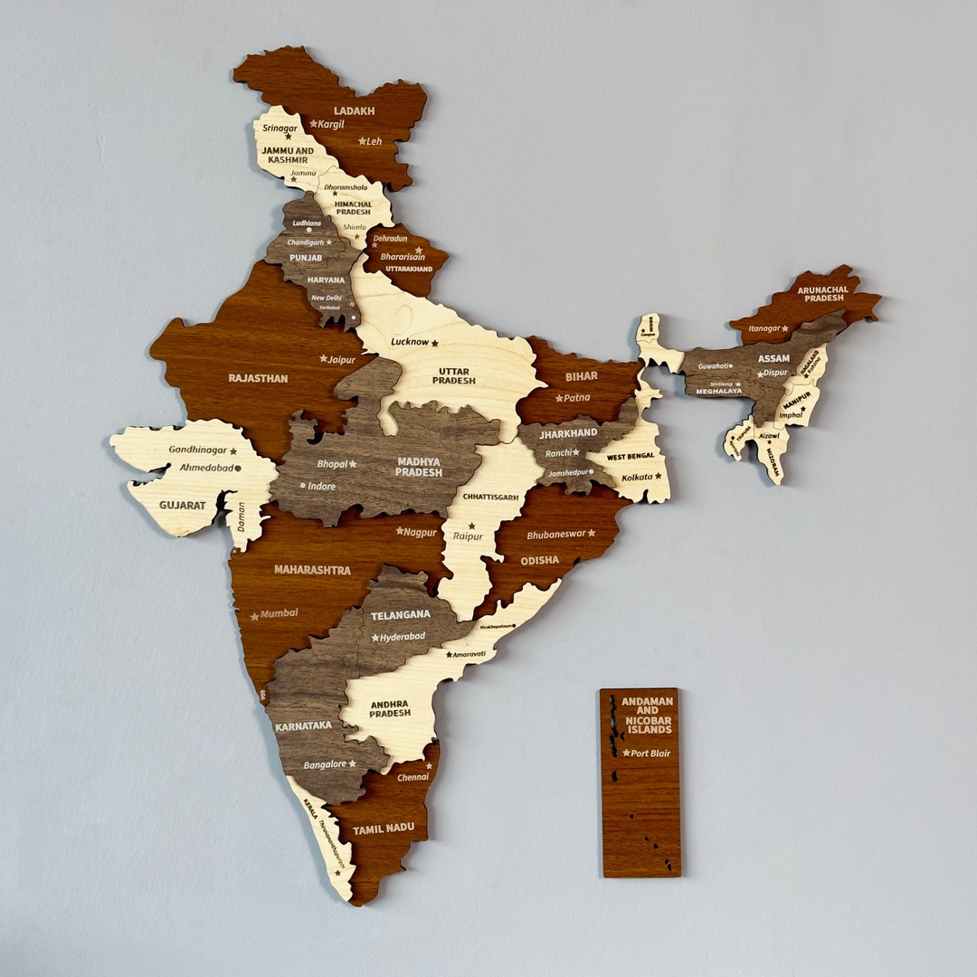 Buy Wooden India Map Wall Art 3D New Delhi Push Pin Travel Gift Online ...