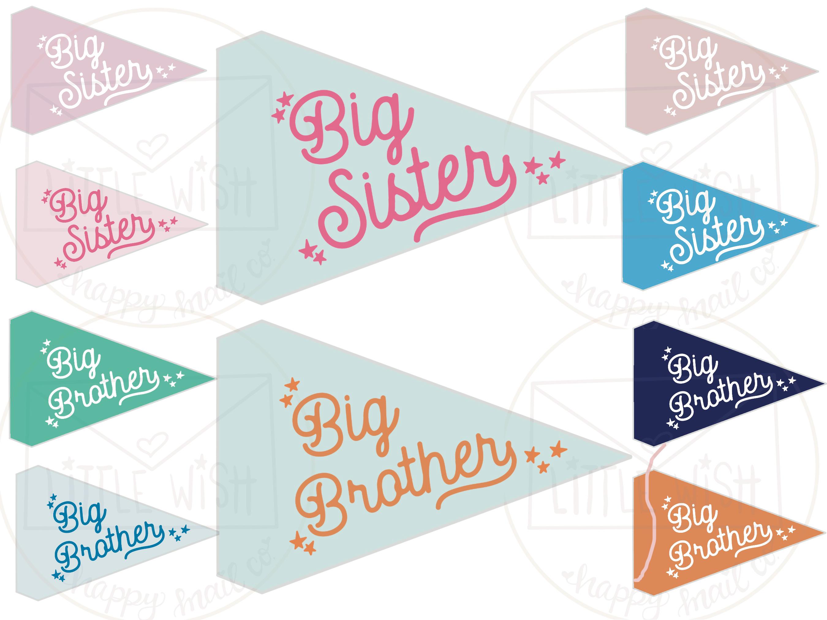 Big Sister/brother Pennant Flag: New Sibling Announcement - Etsy