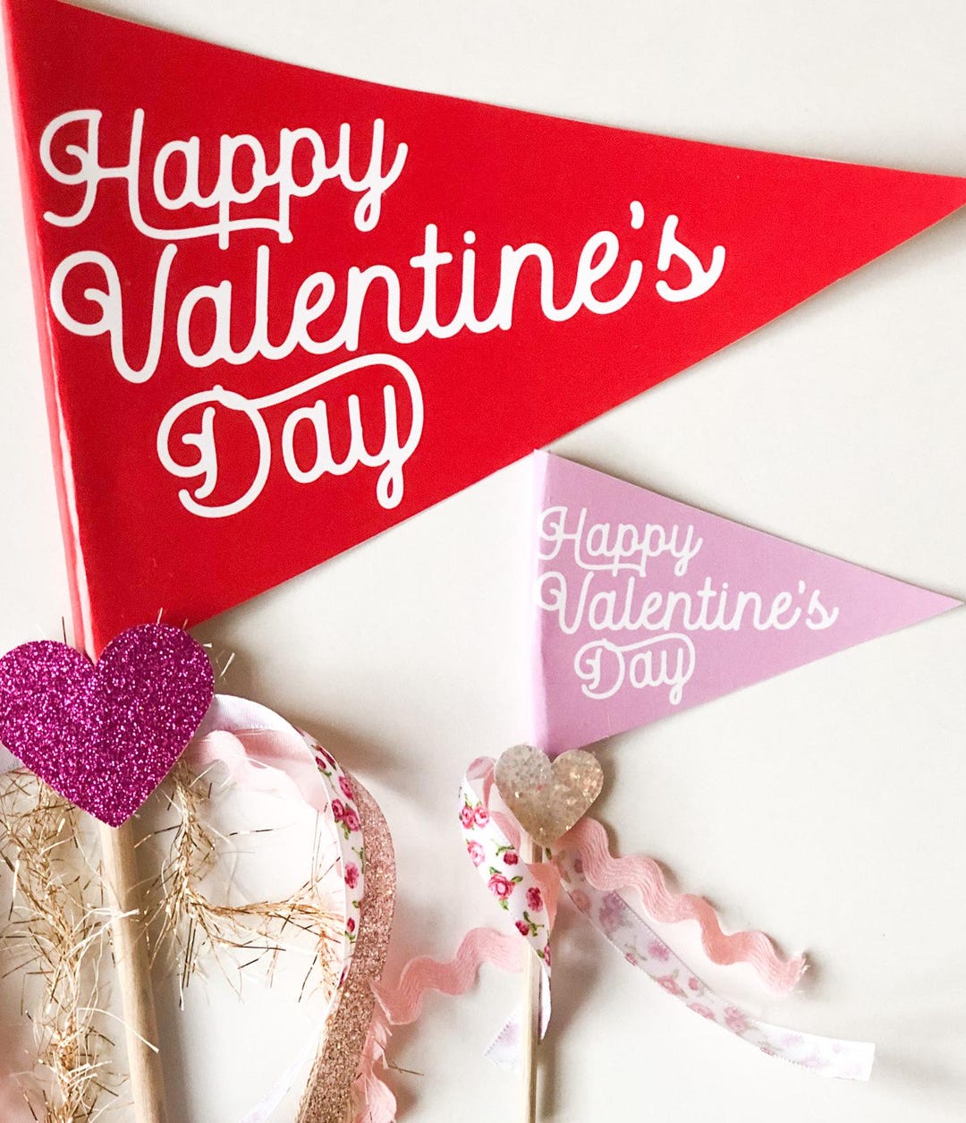 Printable Valentine's Day Pennant Flags: Mini & Full Size (digital ...